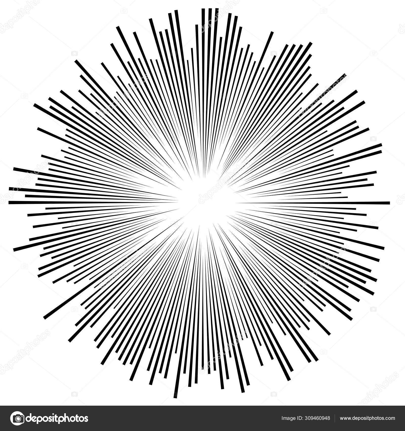Random circular lines starburst, sunburst. Converging radial, ra Stock ...