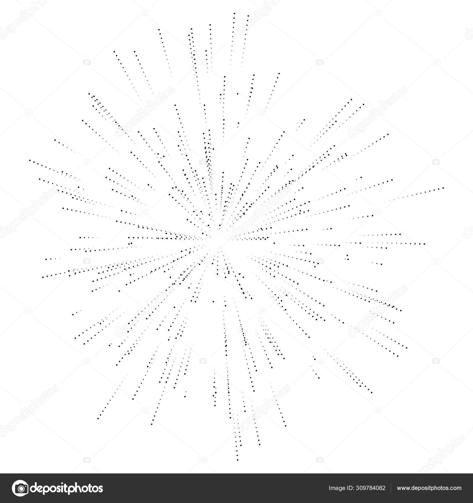 Halftone dotted, speckle radial lines. Spreading dots beams, ray Stock ...