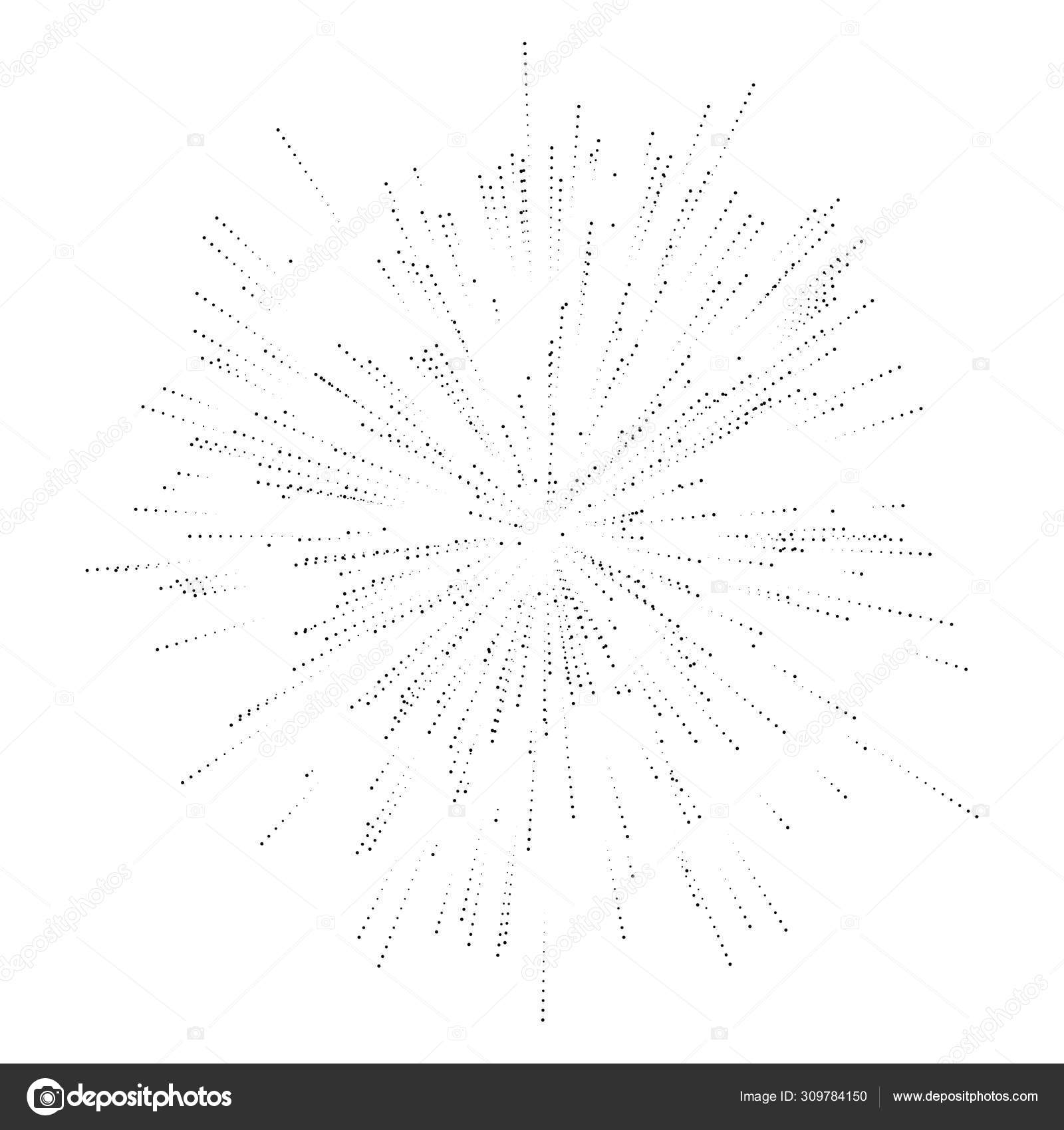 Halftone dotted, speckle radial lines. Spreading dots beams, ray Stock ...
