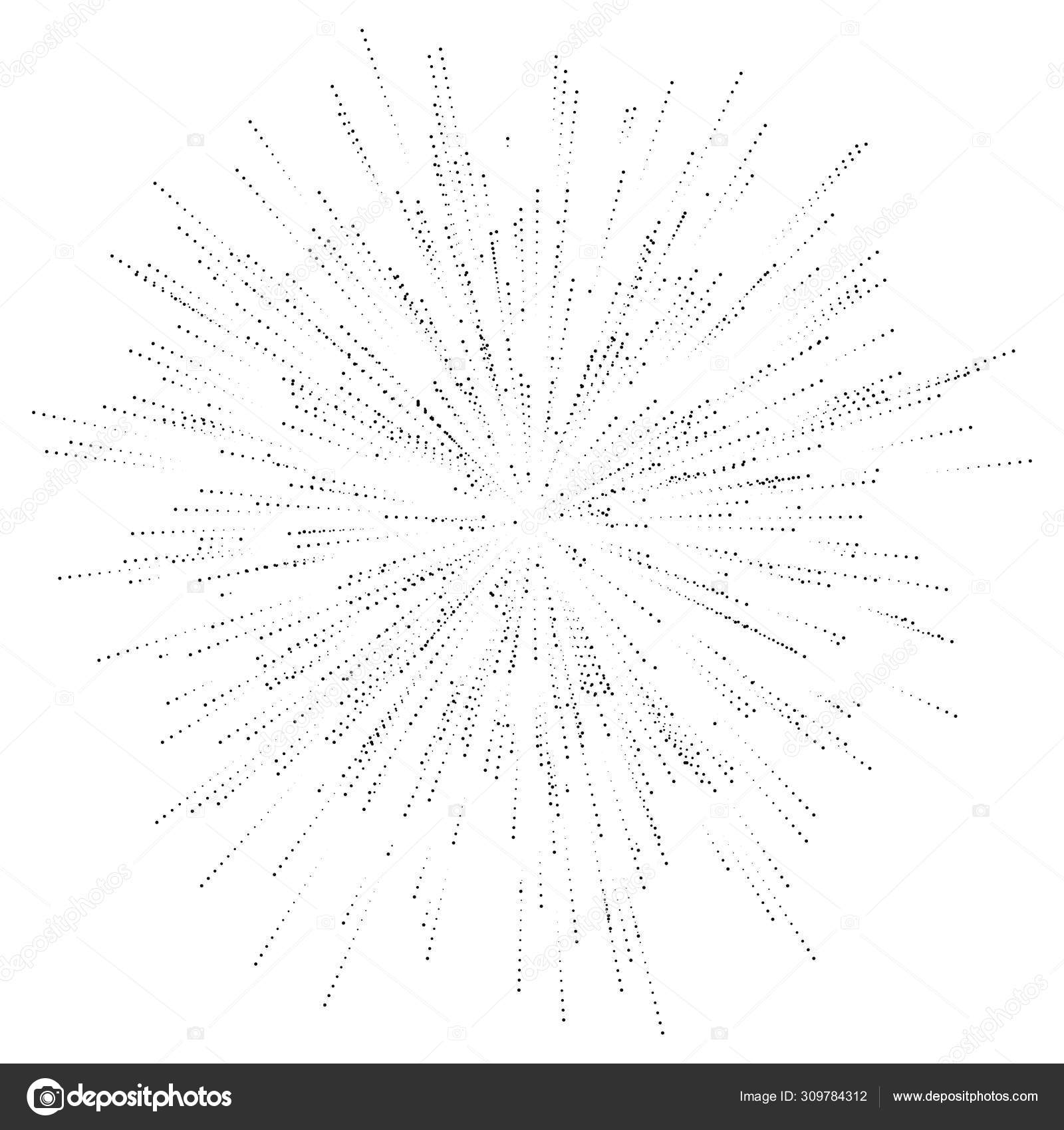 Halftone dotted, speckle radial lines. Spreading dots beams, ray Stock ...
