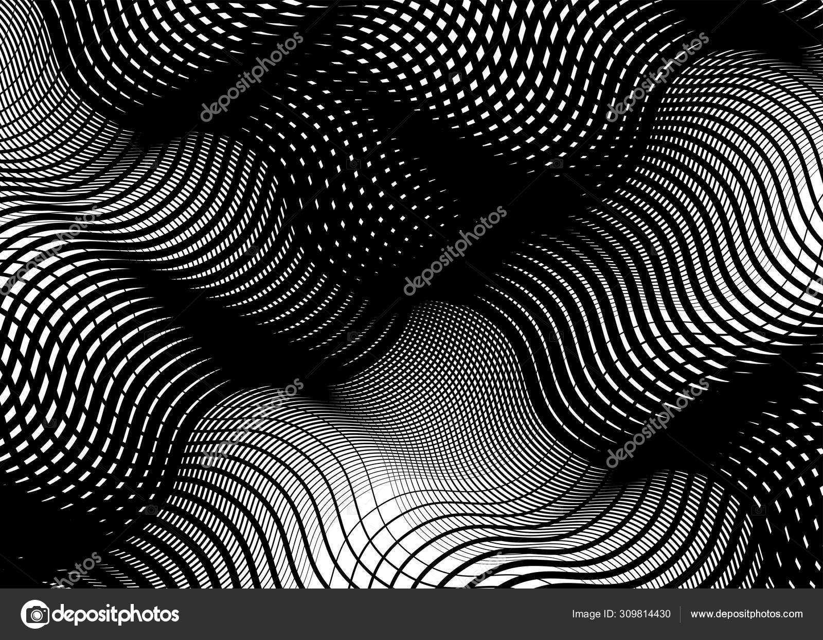 Texture, pattern with wavy, waving grid, mesh of lines. Billowy, Stock ...