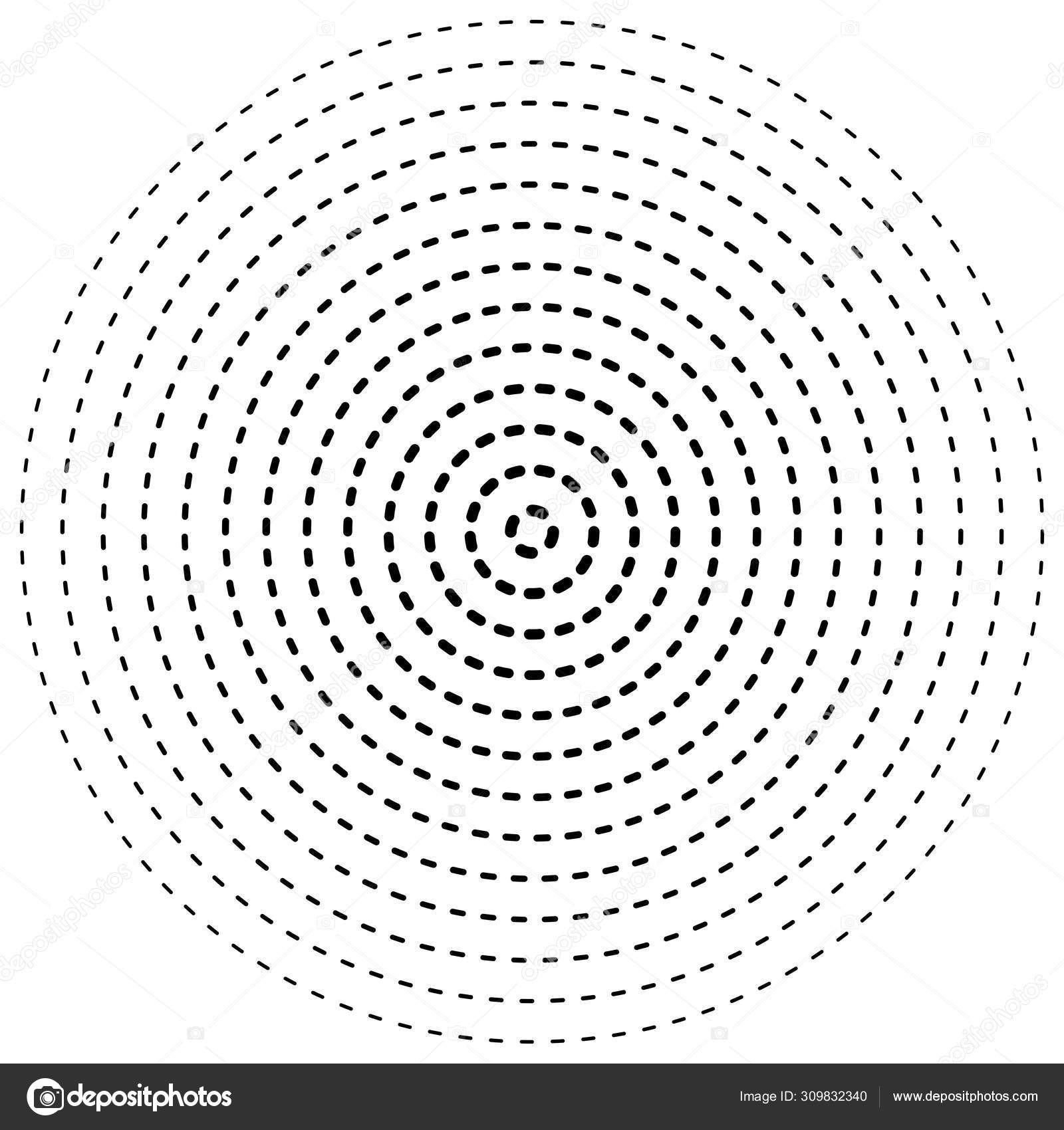 Líneas discontinuas concéntricas, círculos radiales. Periódico ...