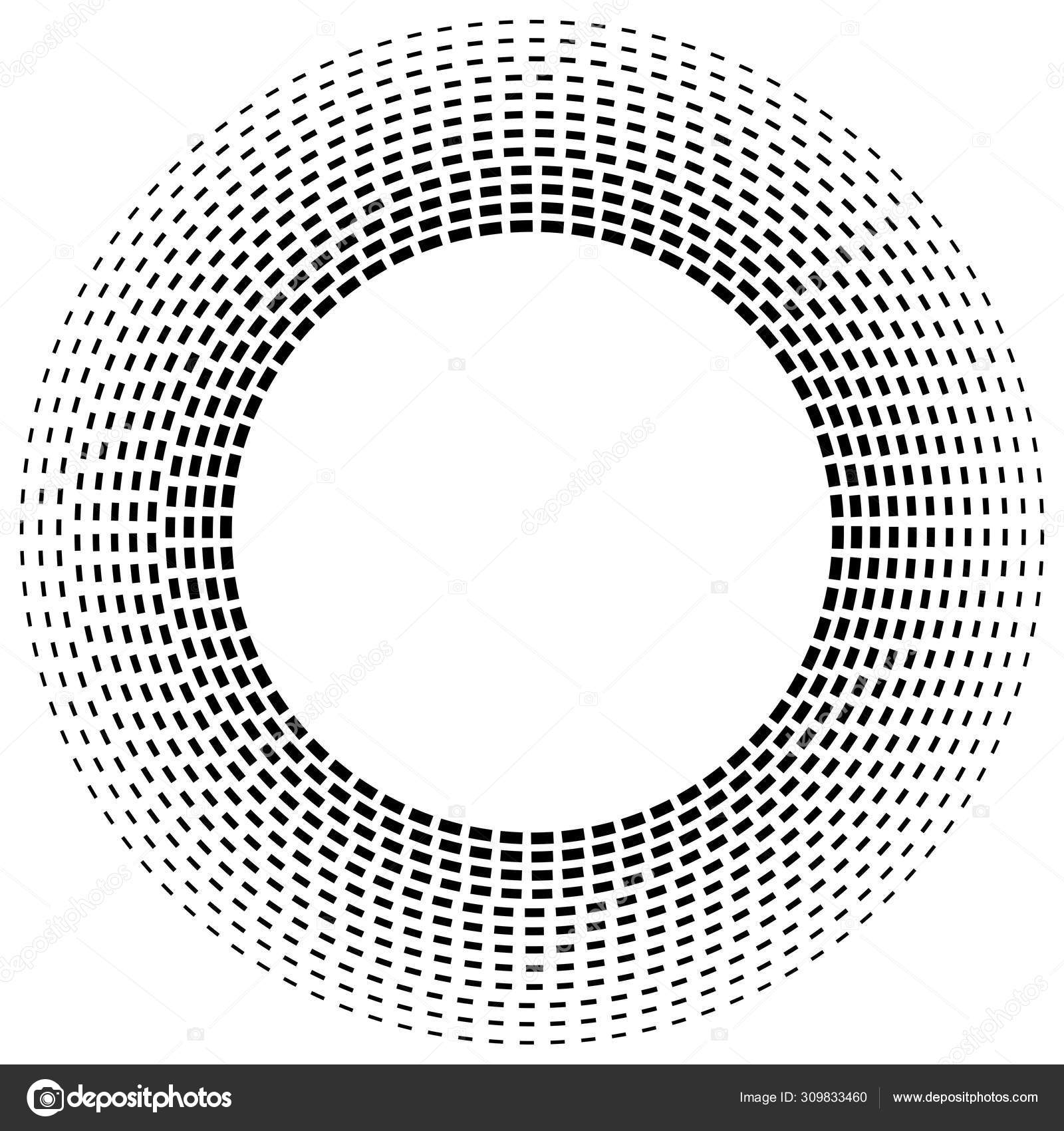 Radial dashed line circles. Circular, concentric element with ga Stock ...