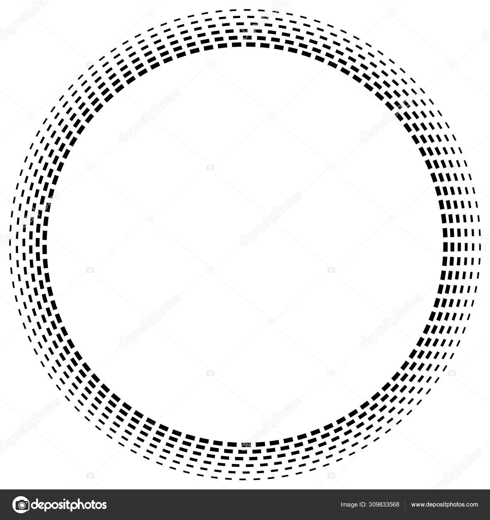Radial dashed line circles. Circular, concentric element with ga Stock ...