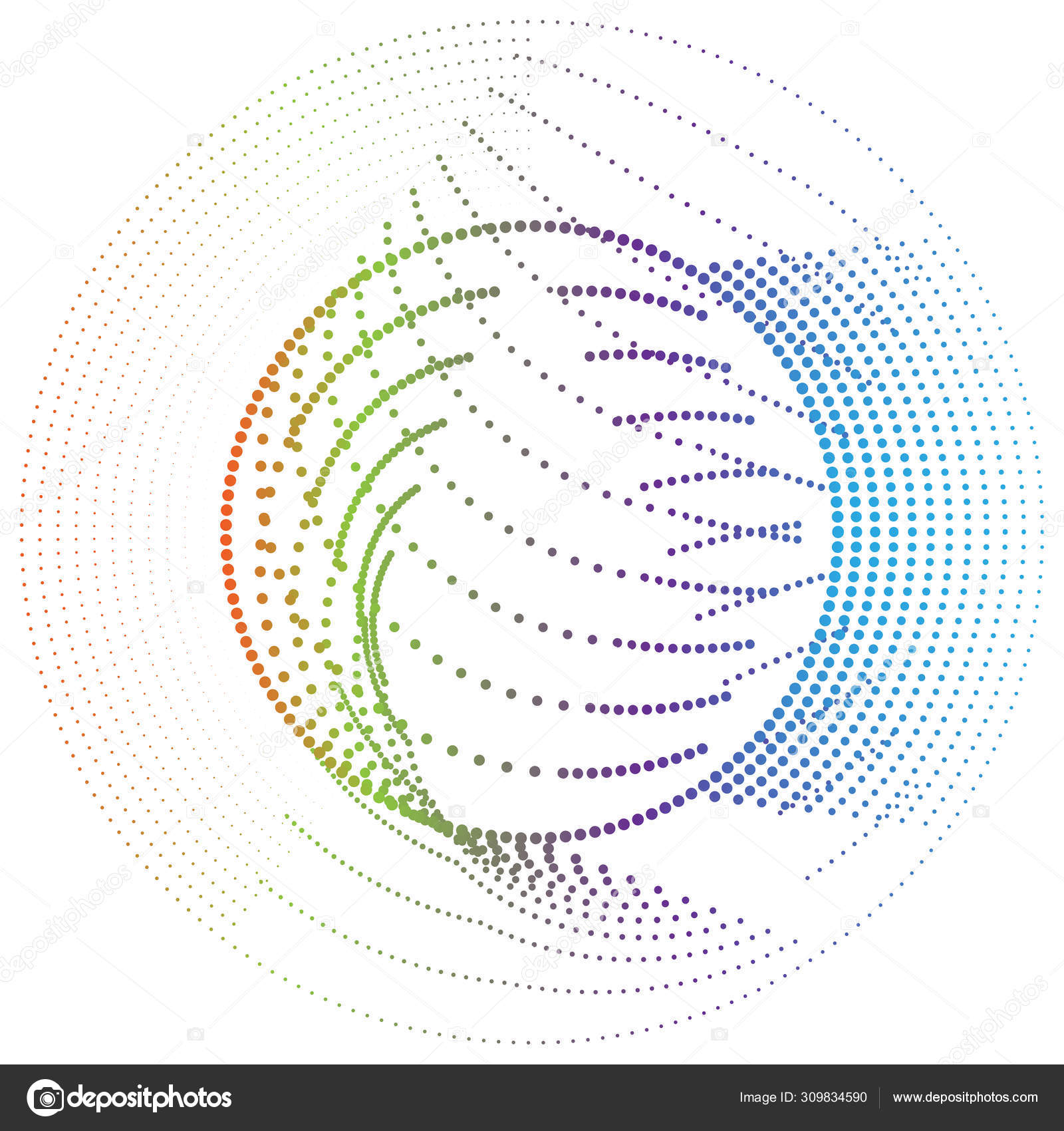 Radial element with random dots, circles, rings as particles. Di ⬇ ...
