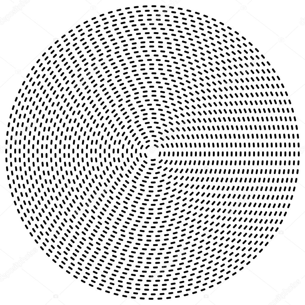 Líneas discontinuas concéntricas, círculos radiales. Periódico ...