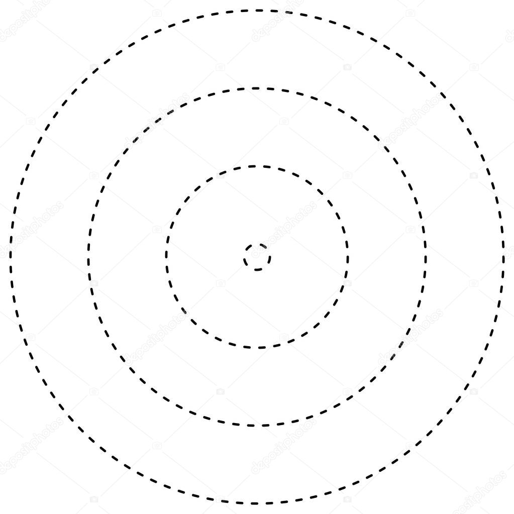 Líneas discontinuas concéntricas, círculos radiales. Periódico ...