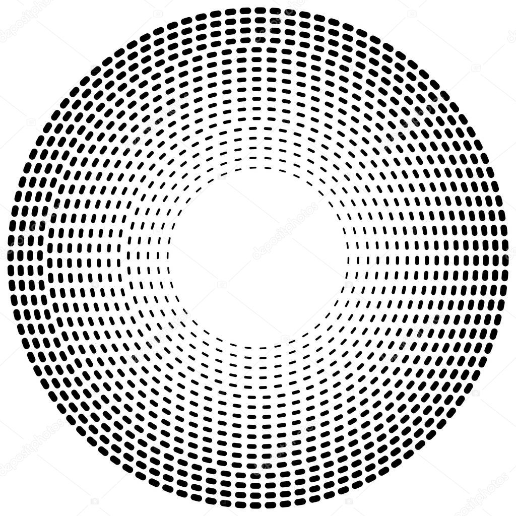 Líneas discontinuas concéntricas, círculos radiales. Periódico ...