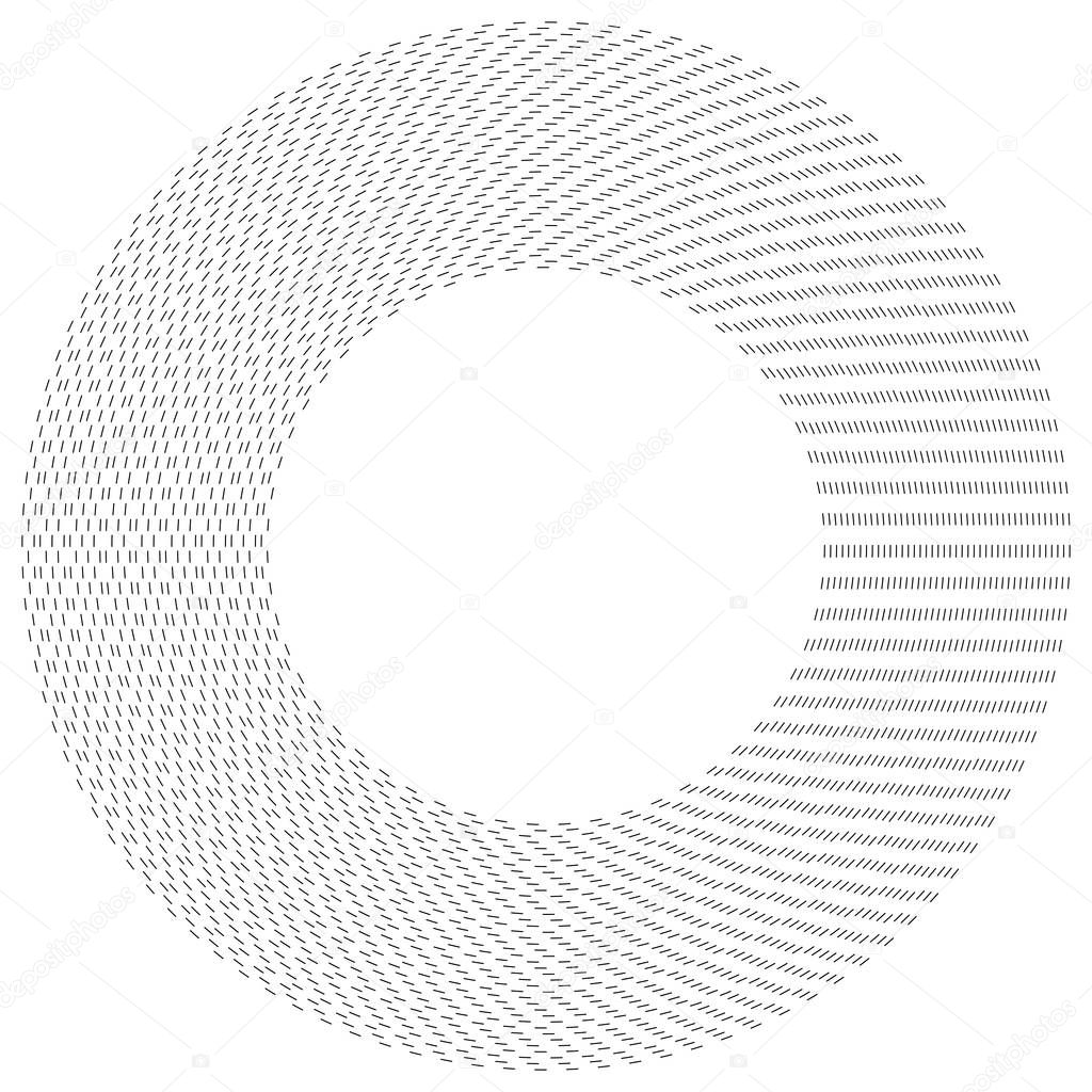 Círculos de línea rayados radiales. Elemento circular, concéntrico con ...