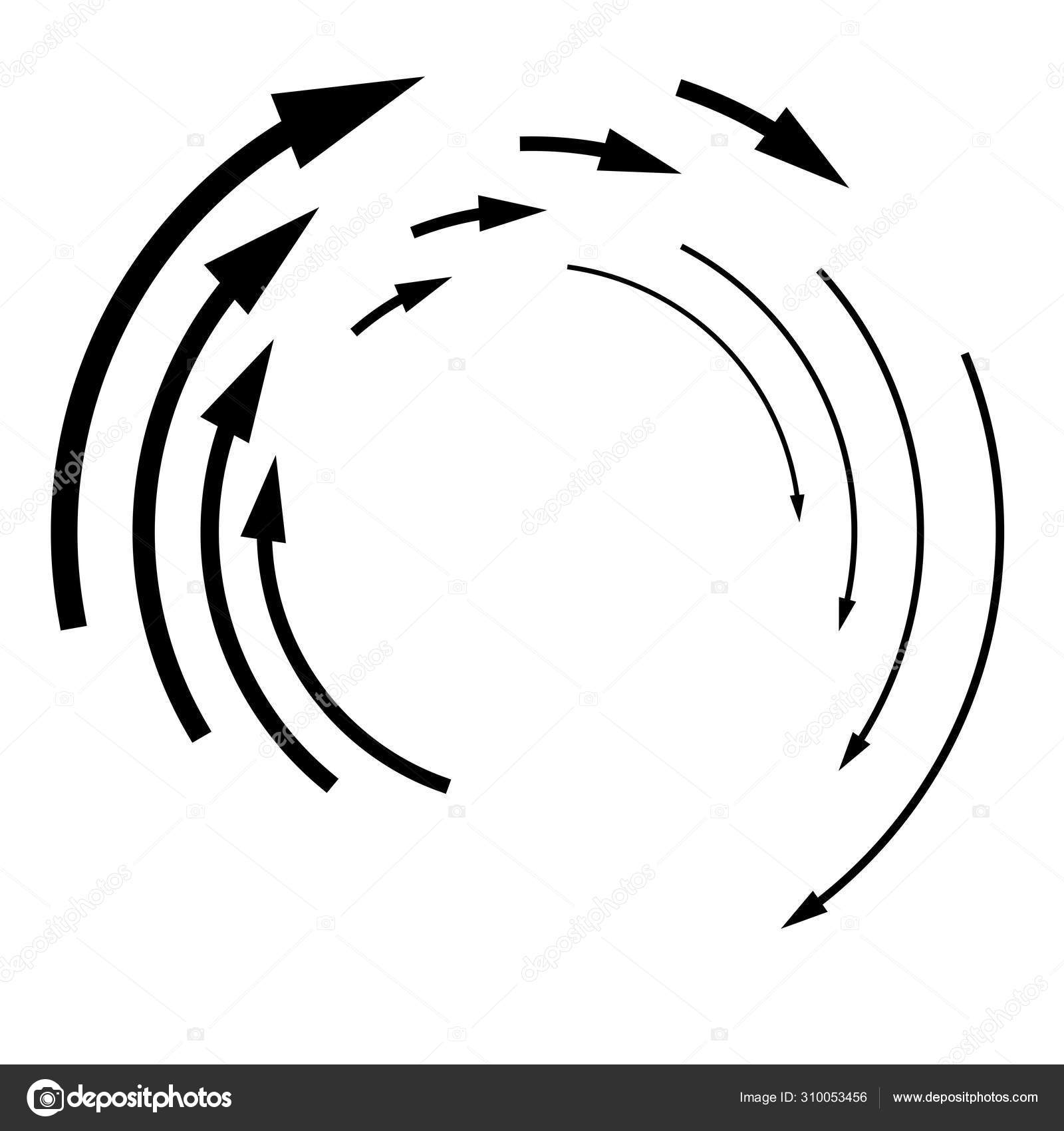 Rotación, giro, concepto de torsión flecha circular ilustración ...