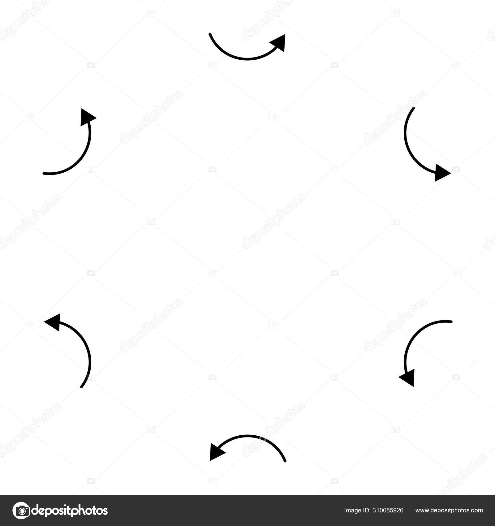 Panah melingkar melengkung. Radial, pointer konsentris untuk spin, orbi ...