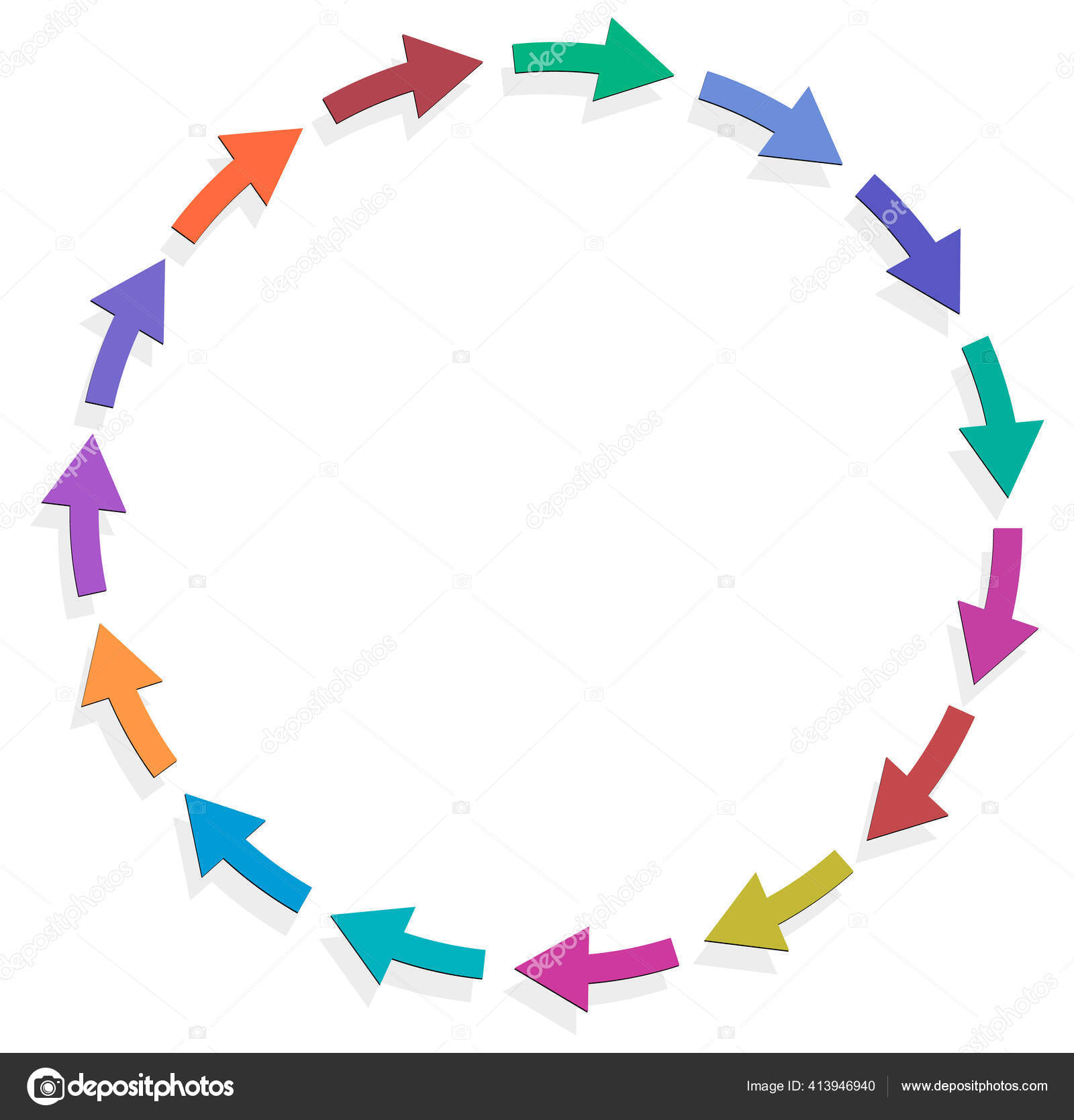 Ciclo Flechas Cíclicas Cursor Circular Concéntrico Radial Ilustración ...
