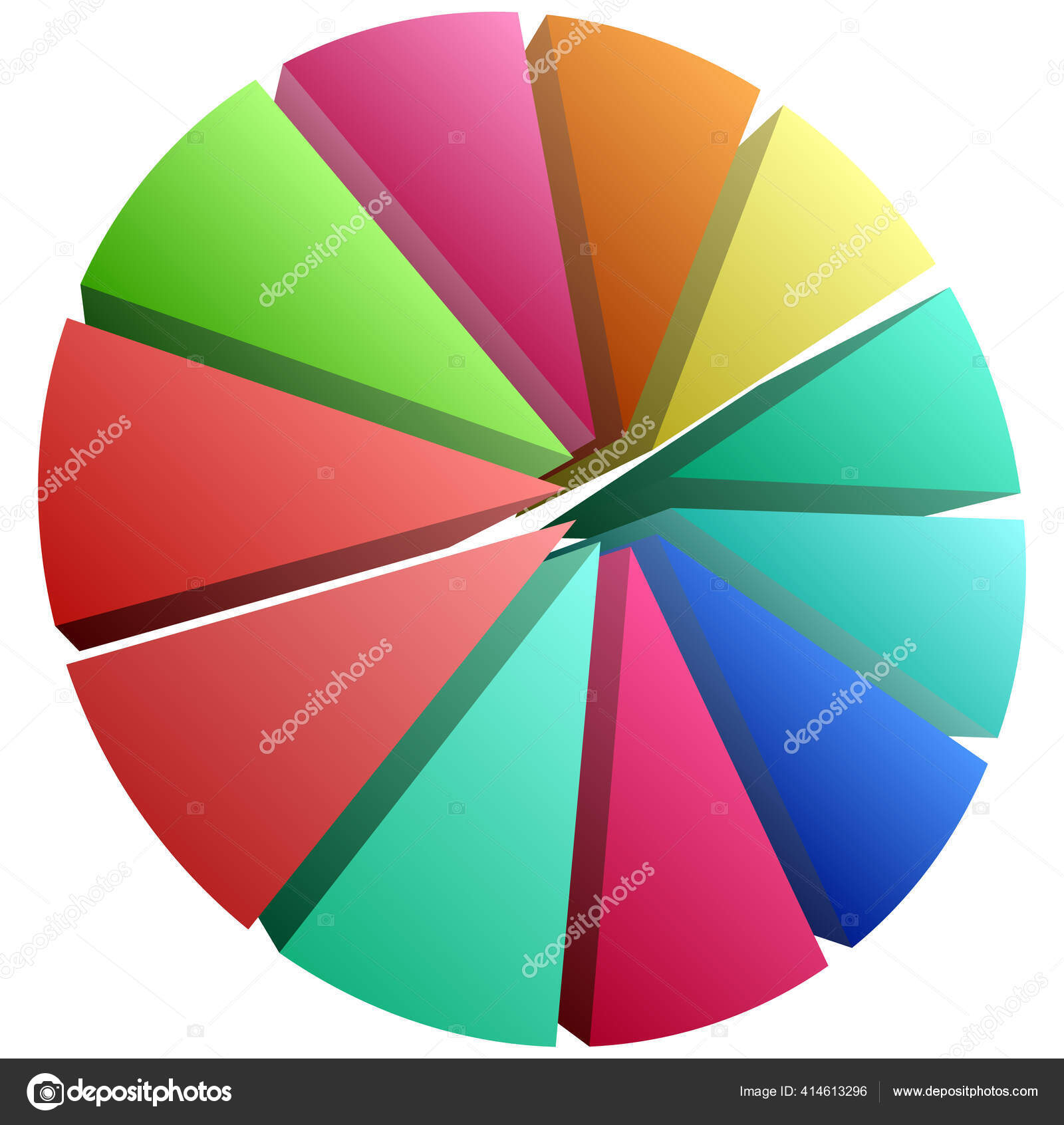 Simple Pie Chart Graph Diagram Vector Illustration Circle Segmented ...