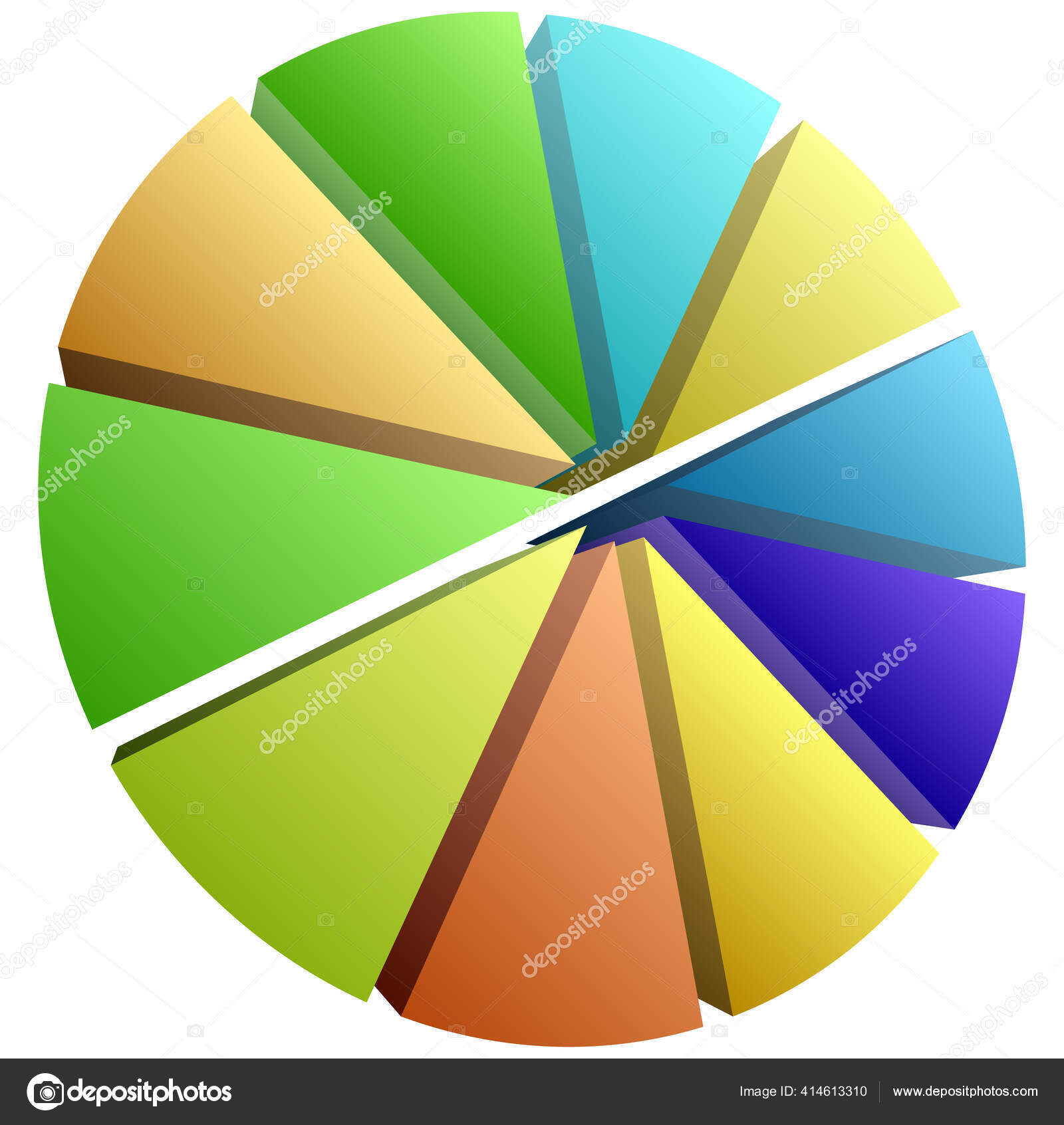 Simple Pie Chart Graph Diagram Vector Illustration Circle Segmented ...