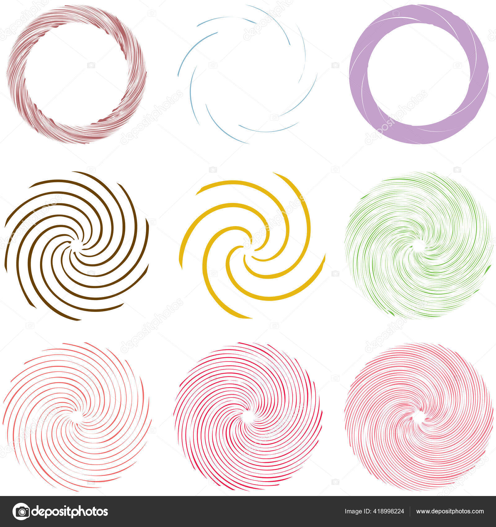 Circular Spiral Swirl Twirl Design Element Concentric Radial Radiating ...