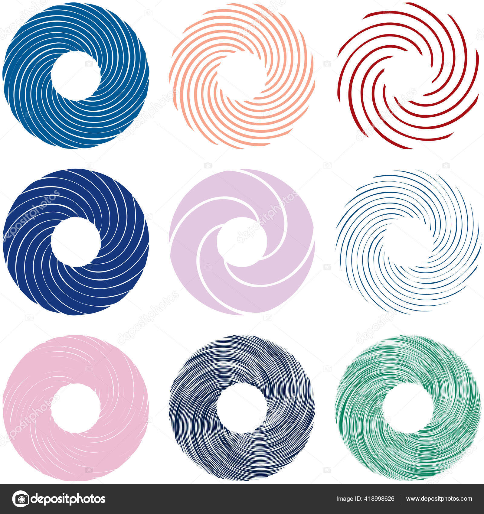 Circular Spiral Swirl Twirl Design Element Concentric Radial Radiating ...