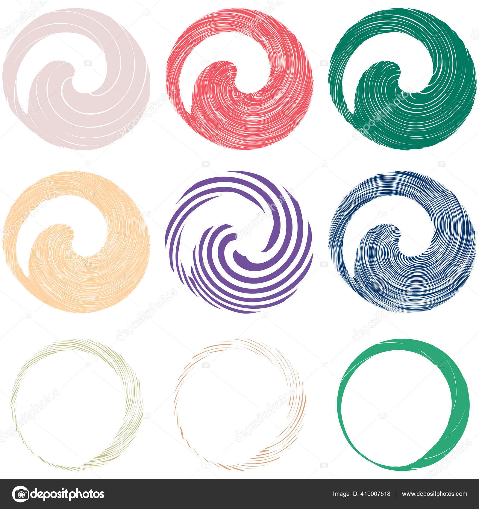 Circular Spiral Swirl Twirl Design Element Concentric Radial Radiating ...