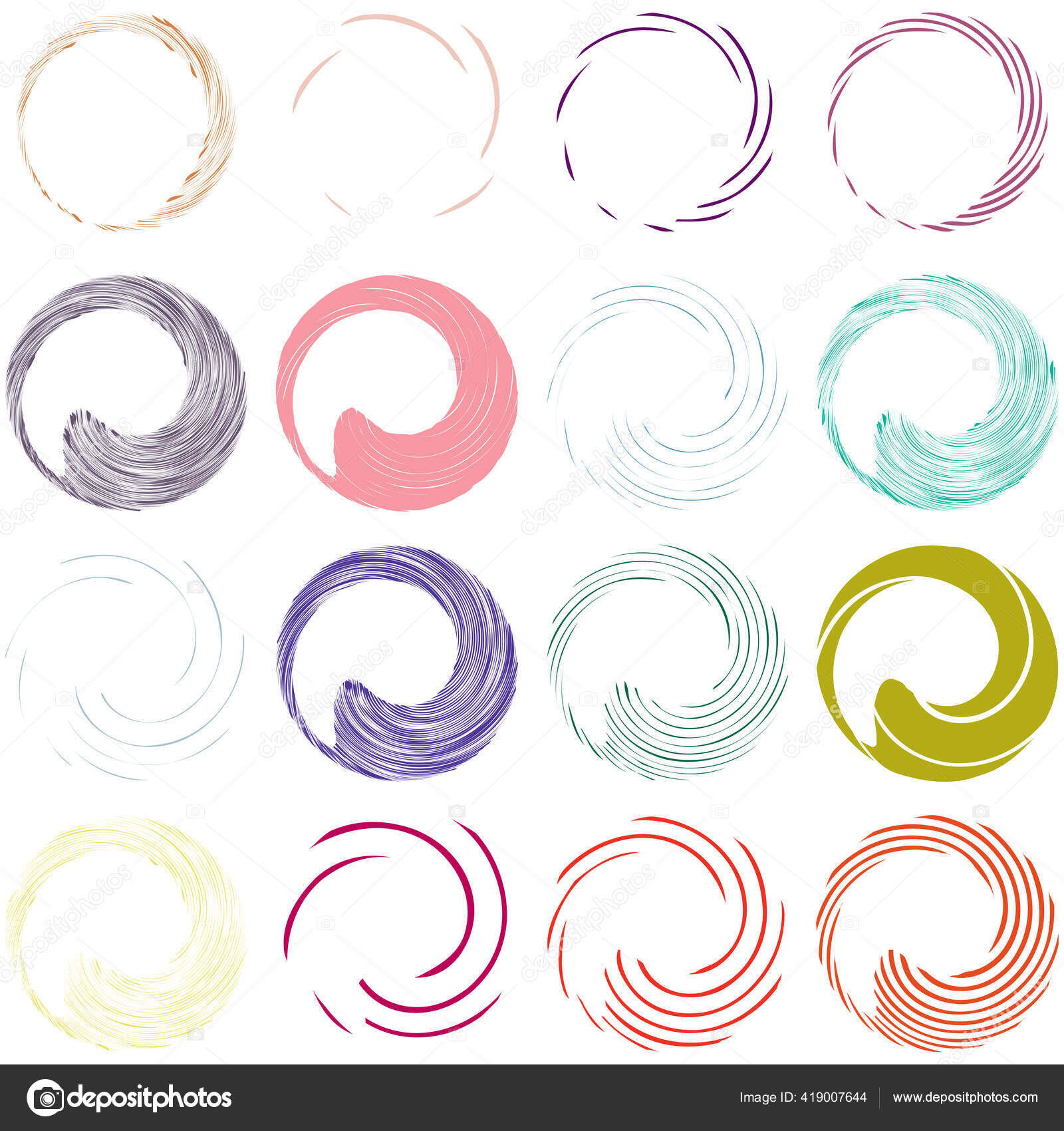 Circular Spiral Swirl Twirl Design Element Concentric Radial Radiating ...