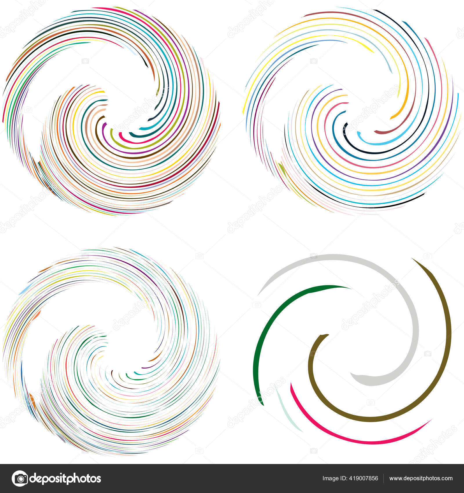 Circular Spiral Swirl Twirl Design Element Concentric Radial Radiating ...