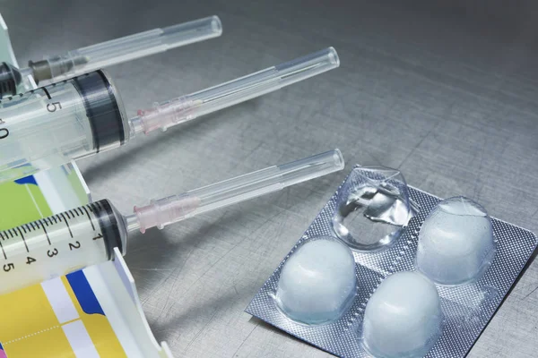 White Anesthetic Drug Syringe Medications Table Operating Room Stock ...