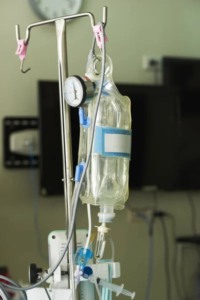 Intravenous fluid bag hanging on the pole during anesthesia in ...