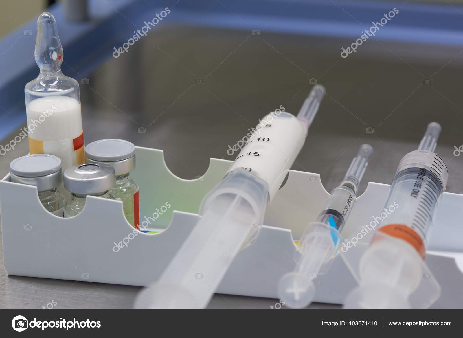 White Anesthetic Drug Syringe Medications Table Operating Room Stock ...