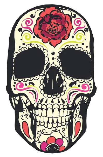 Day Dead Floral Sugar Skull Design Black White ⬇ Vector Image By