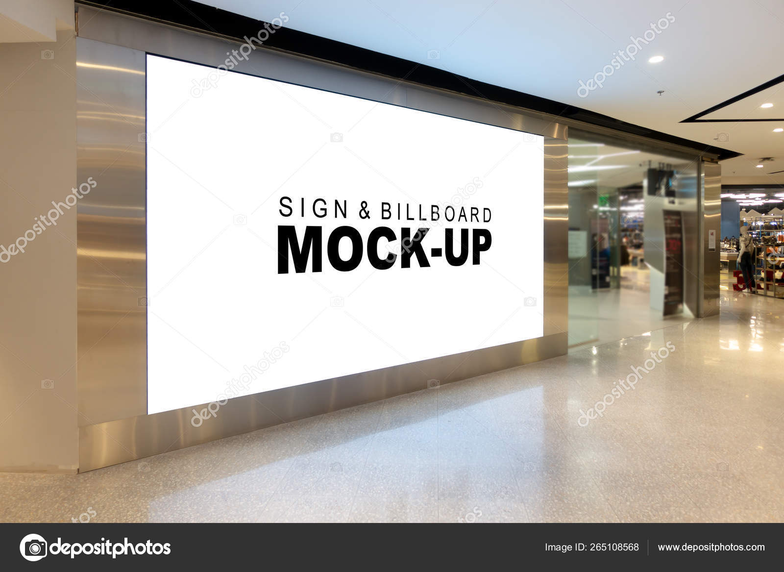Mock up large billboard at corridor in shopping mall Stock Photo by ...