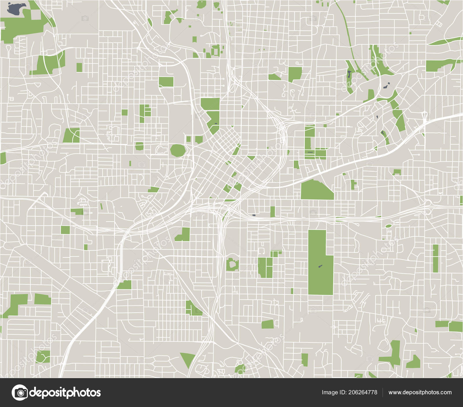 Mapa de la ciudad de Atlanta, Estados Unidos Vector de stock por ...