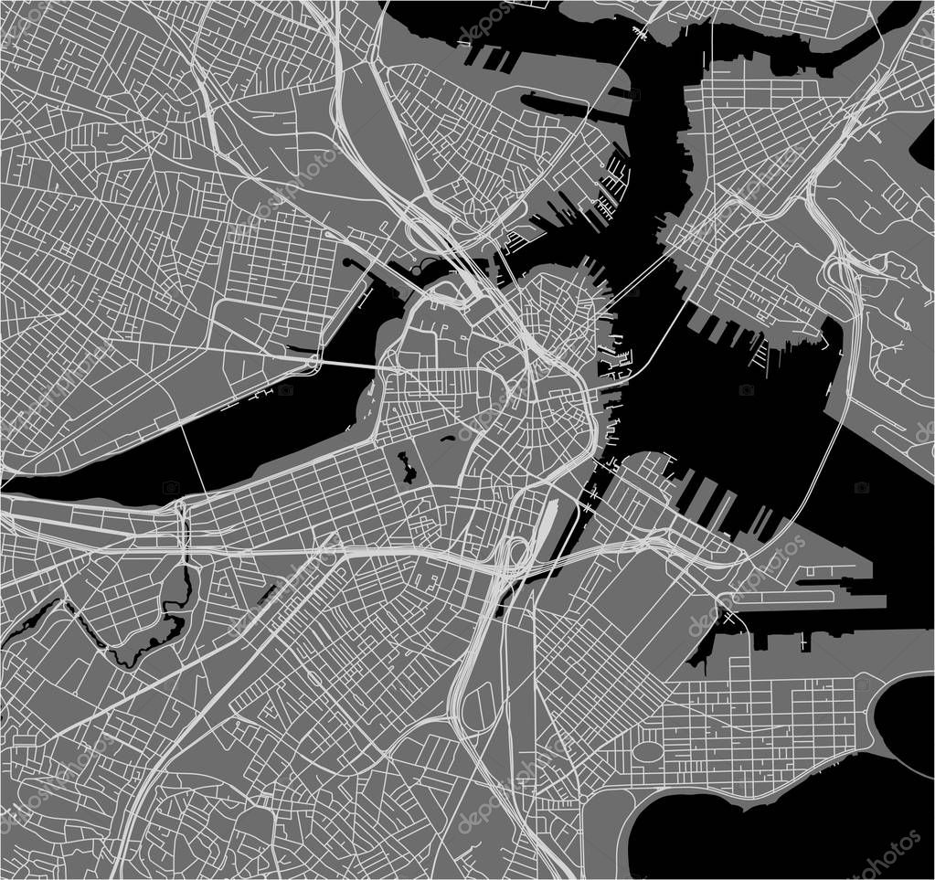 mapa vectorial de la ciudad de Boston, EEUU 2024