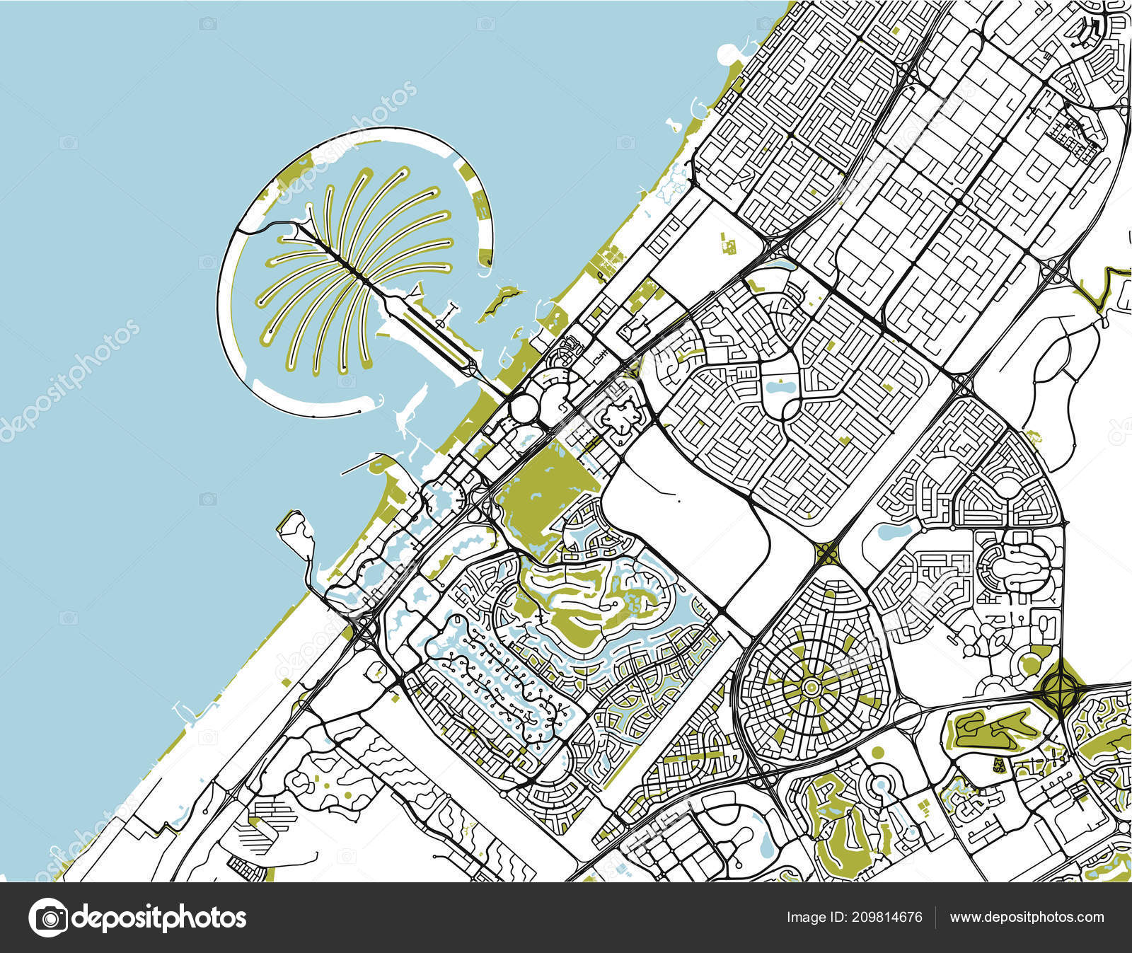 Vector Map City Dubai United Arab Emirates Uae Dubai Sharjah — Stock ...