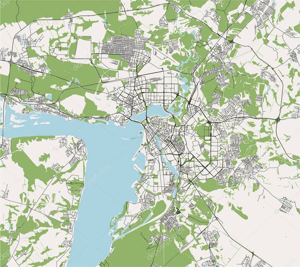 mapa vectorial de la ciudad de Kazán, Tartaristán, Rusia 2024