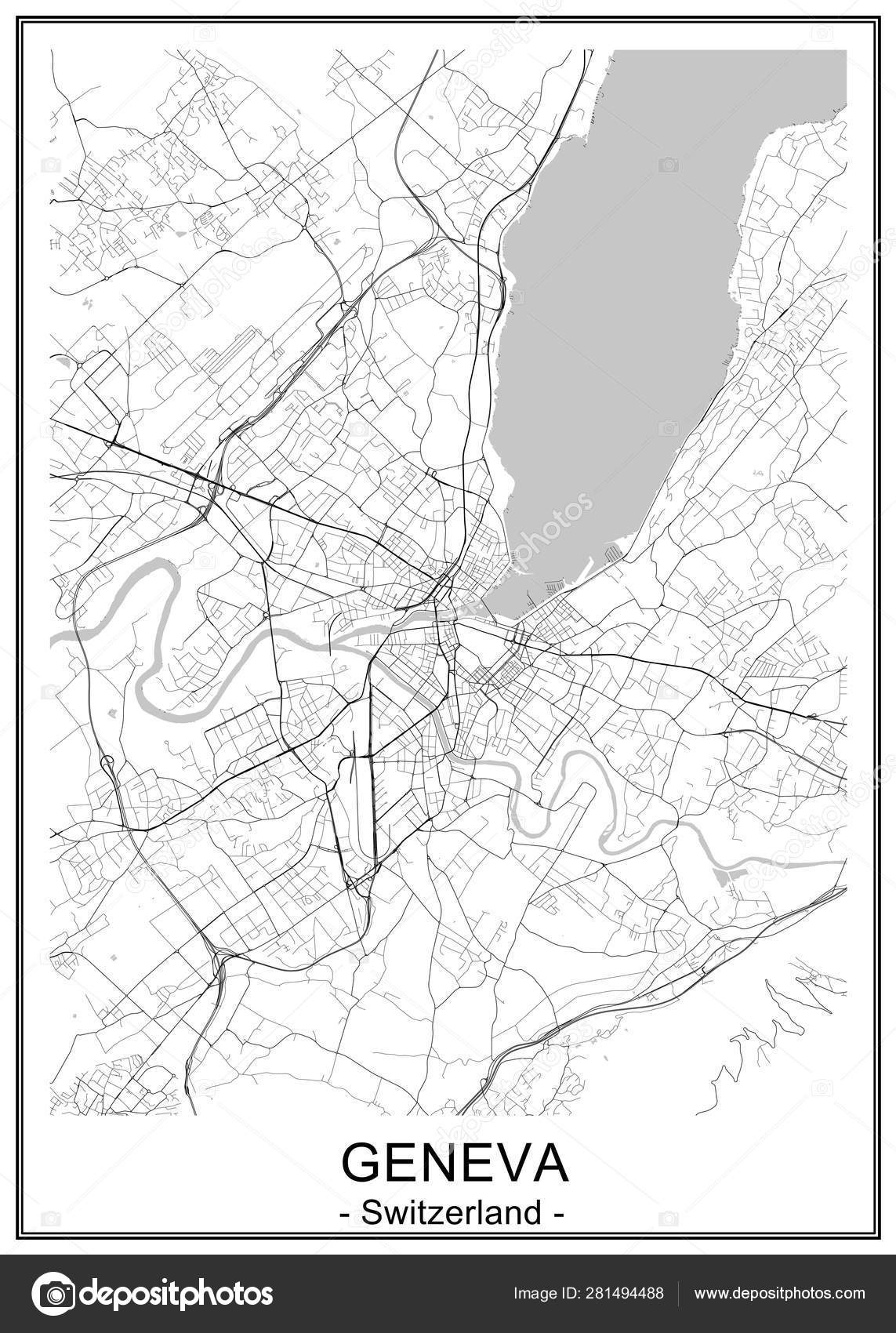 Map of the city of Geneva, Switzerland Stock Vector Image by ©tish11 ...