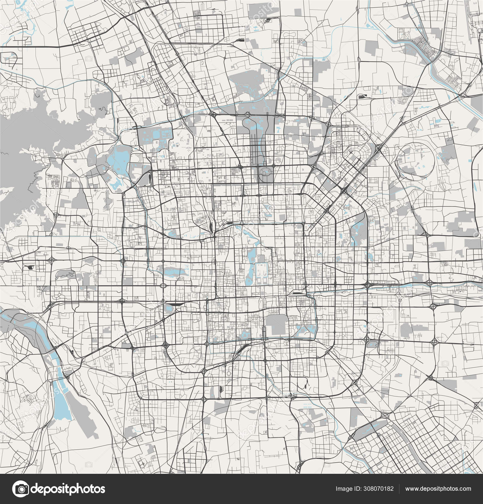 Mapa de la ciudad de Beijing, China Vector de stock #308070182 de ©tish11