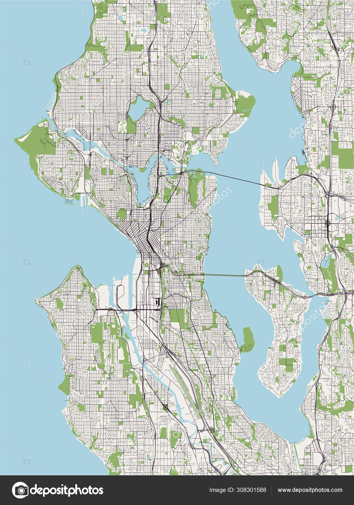 City Of Seattle Washington Map