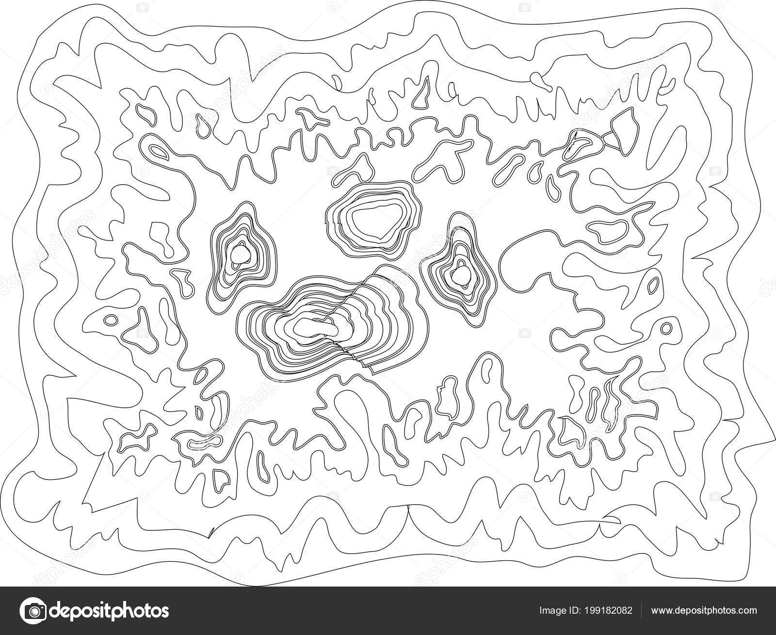 Vector Black White Map Pattern Abstract Topographical Contour Lines ...