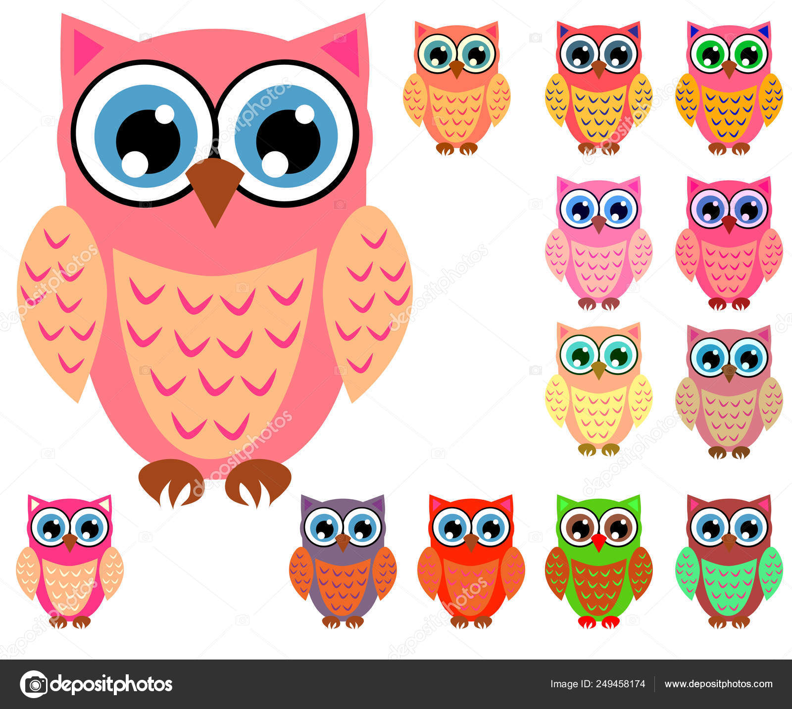 Búhos De Dibujos Animados De Color Naranja 30 Piezas Creativas De