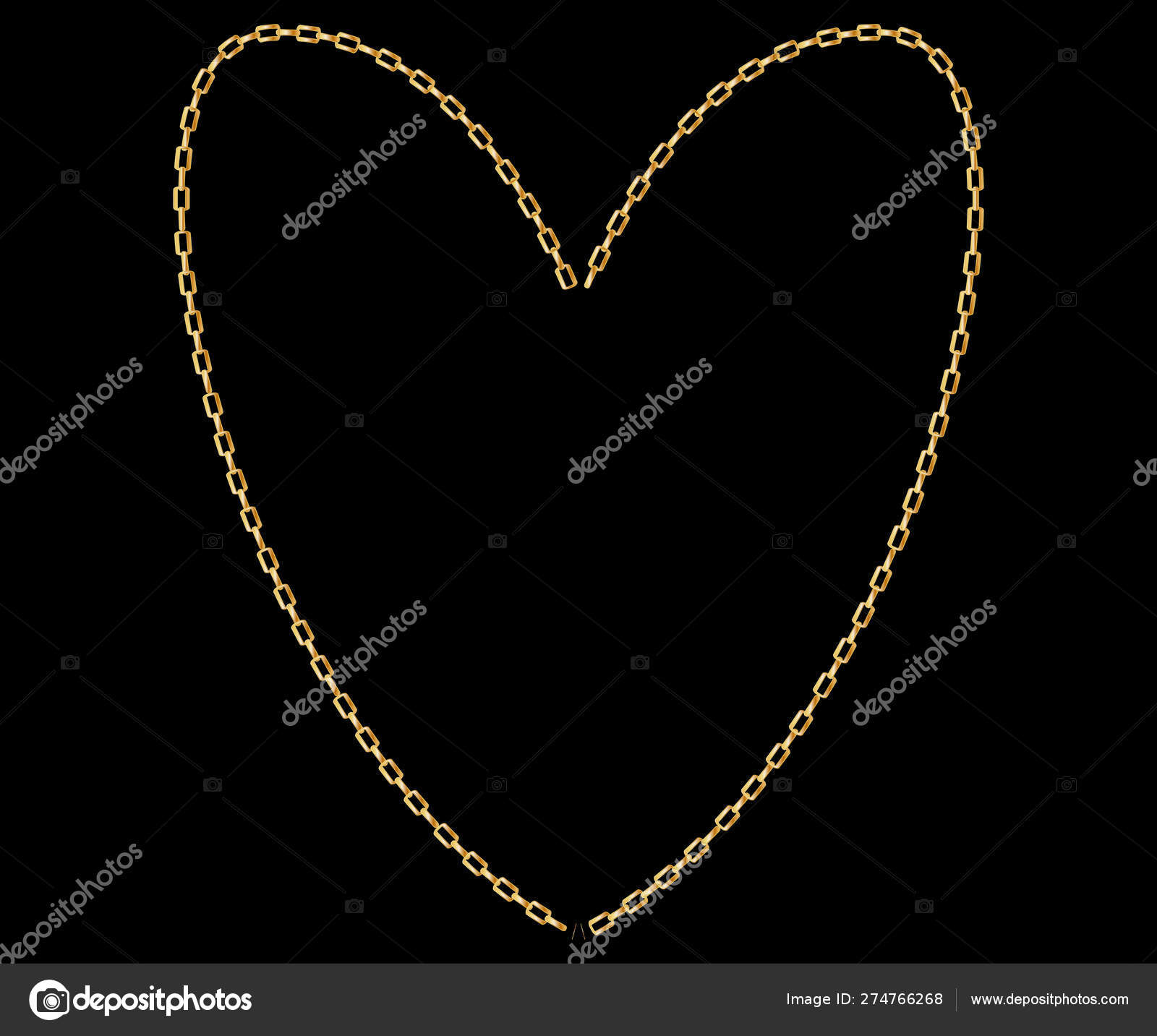 Thick golden chain - heart frame. Jewelry decoration. Stock Vector ...