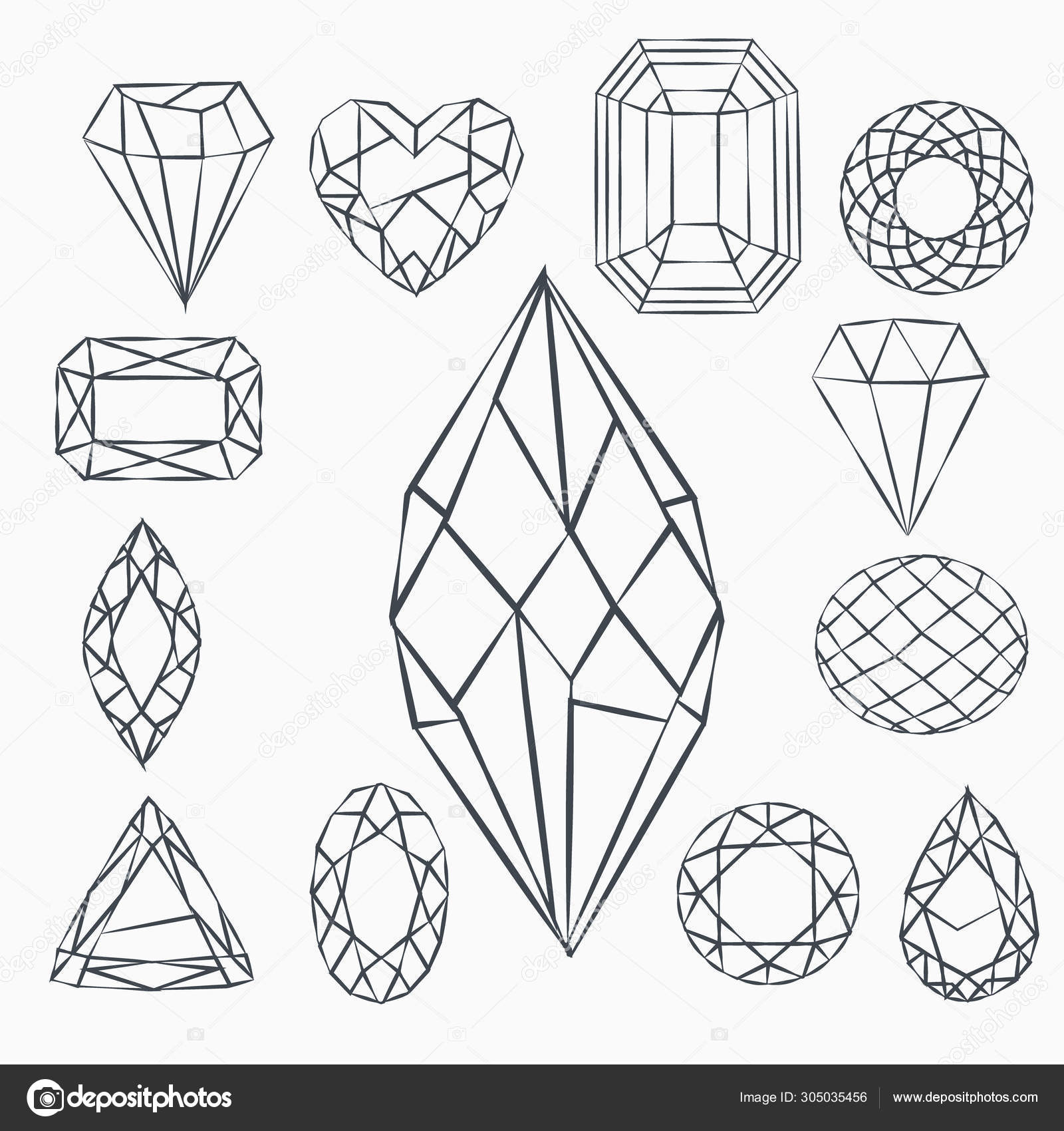 Set of geometric crystals. Geometric shapes. Trendy hipster retro ...