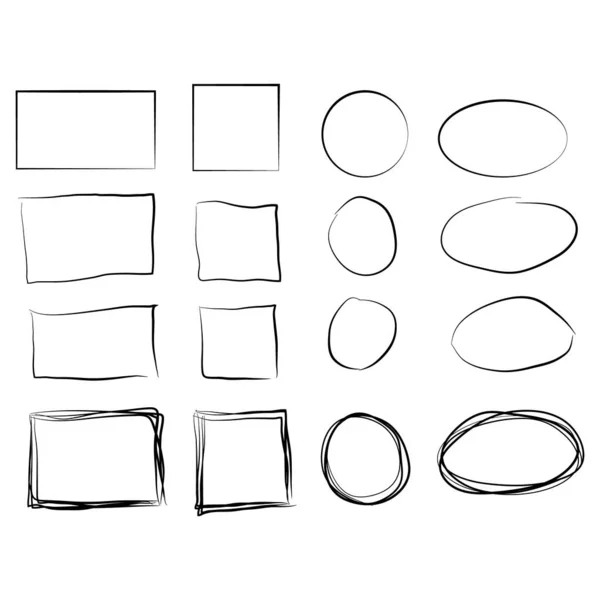 Black circle and square frames. Brush strokes. design elements set ...
