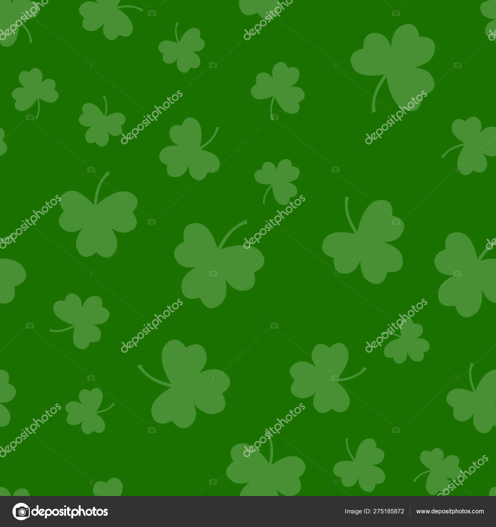 Seamless Green Shamrock Clover Leaf Pattern Background Saint Pa Stock