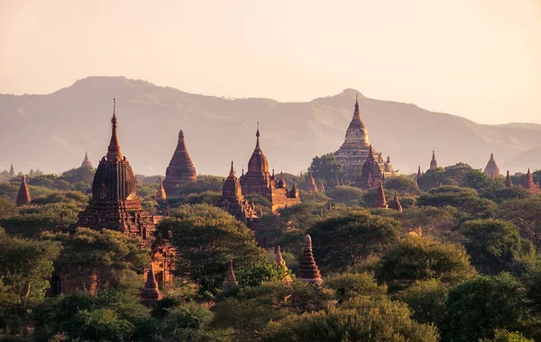 Panoramic landscape view of old temples in Bagan, Myanmar Stock Photo ...