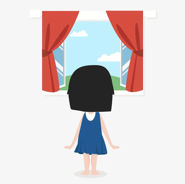 Girl open window Vector Art Stock Images | Depositphotos