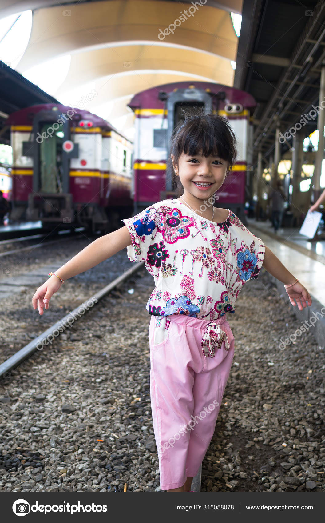 Cute Little Girl Train Station Stock Photo by ©focus_bell@hotmail.co.th ...