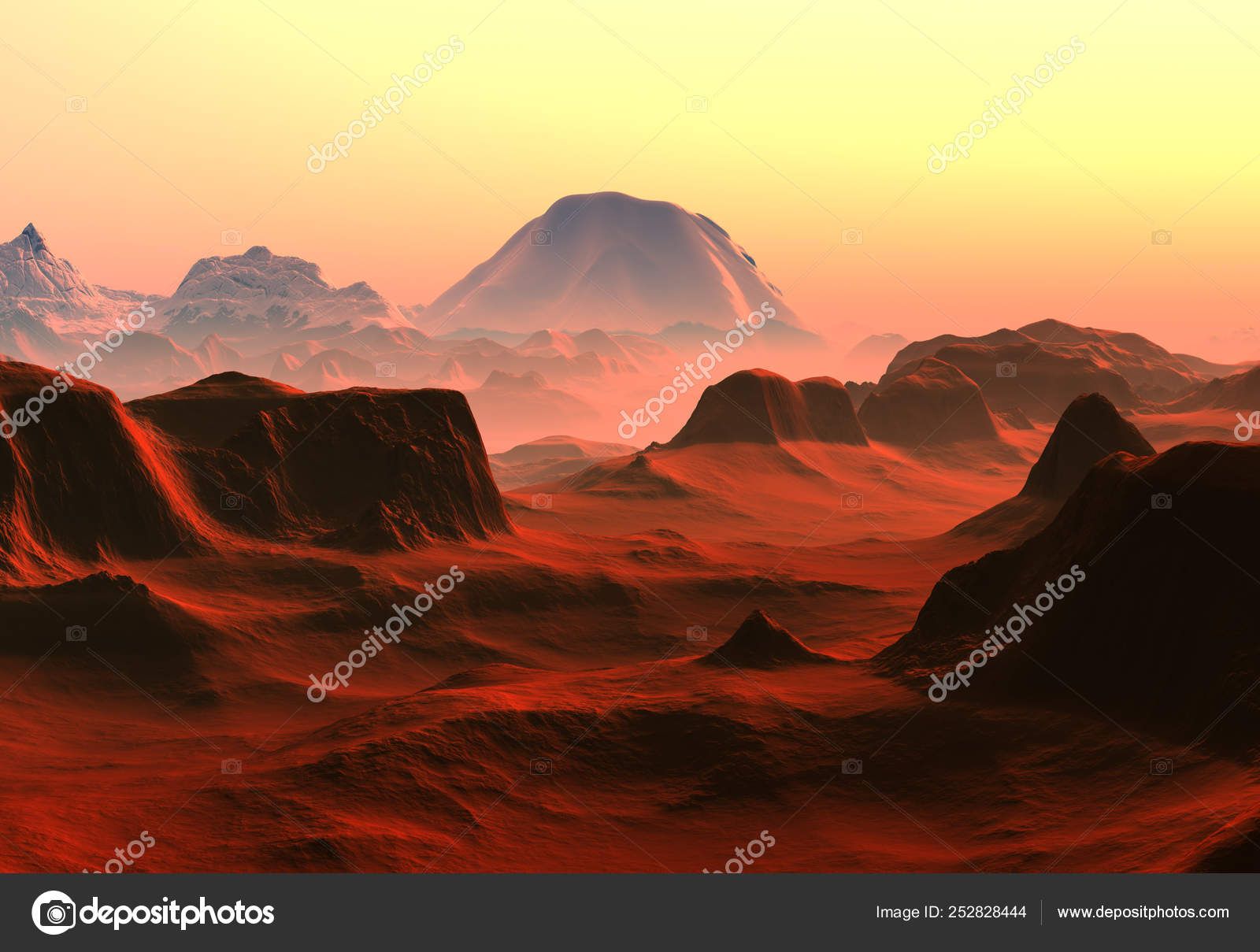 Rendered Red Desert Landscape Illustration Stock Photo by ©diversepixel ...