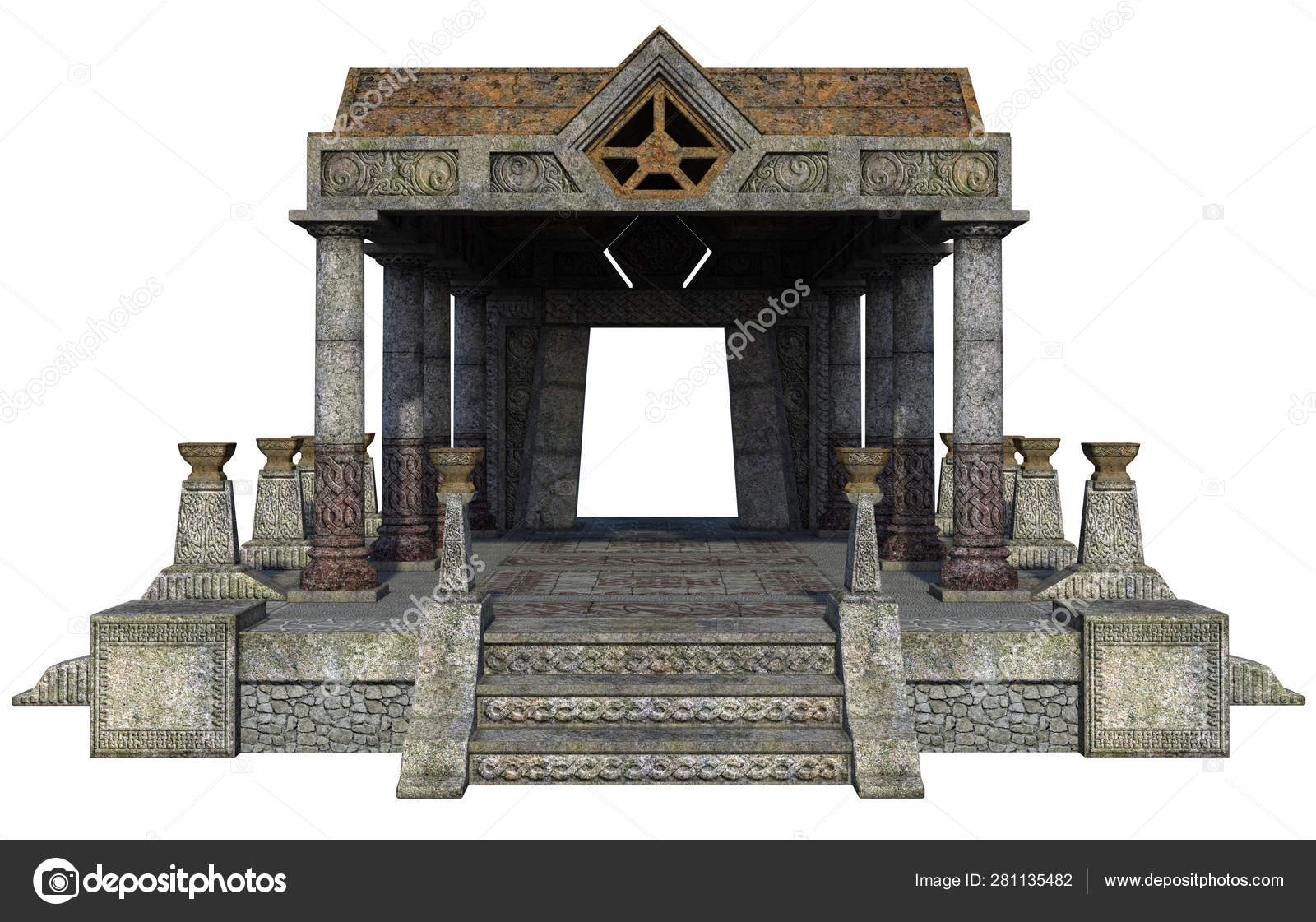 Renderöity Fantasiatemppeli Kelttiläisillä Symboleilla Valkoisella ...