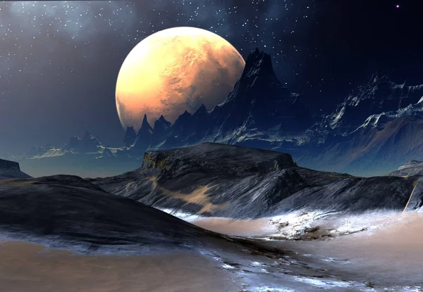 Rendered Fantasy Alien Landscape Illustration Stock Photo by ...