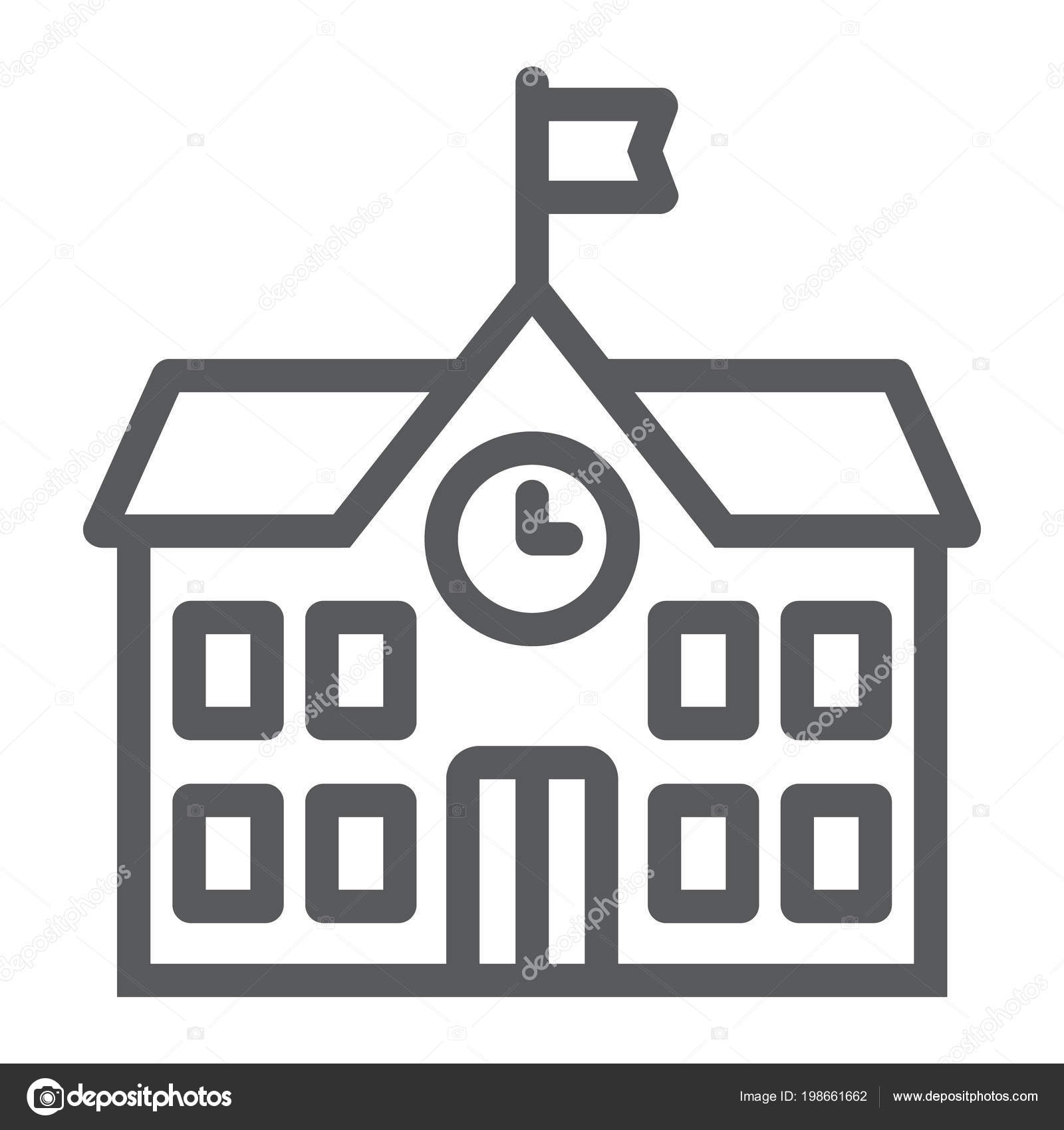 Schoolgebouw Clipart Zwart Wit Fotobehang Basisschool Jongen Cartoon