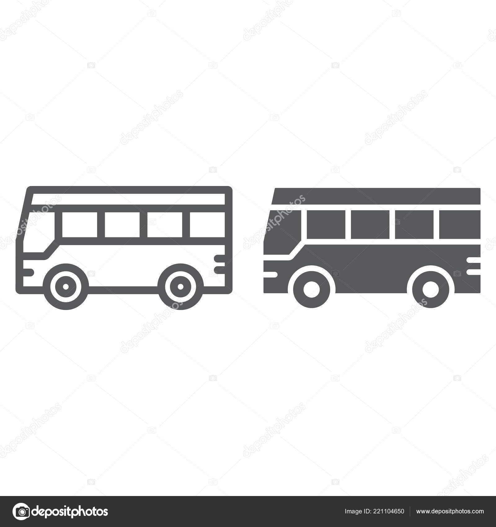 Bus line and glyph icon, traffic and public, vehicle sign, vector ...