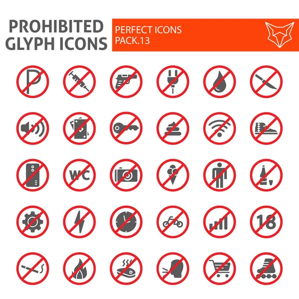 Prohibition line icon set, forbidden symbols collection, vector ...